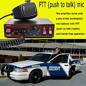 YHAAVALE CJB200E Amplifier Police Siren & Metal Ultra Slime Octagon Flat Speaker,DC12V 100W 8 Tones Wired Mic Loudspeaker Emergency Electronic PA System