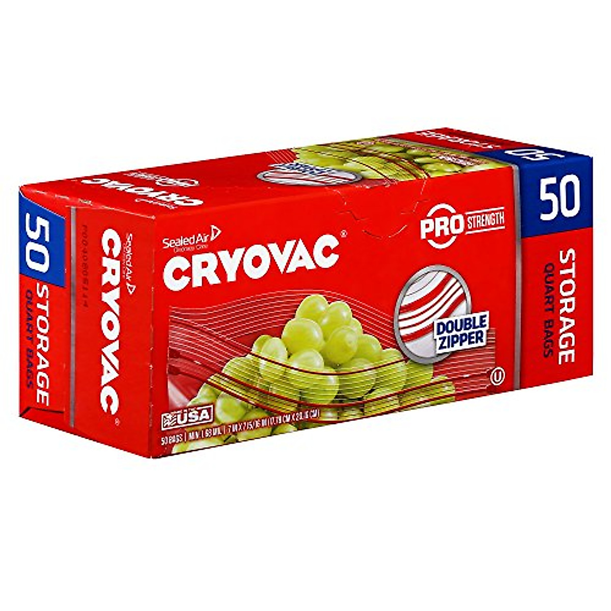 Diversey-100946911 CRYOVAC Resealable Double Zipper Quart Storage Bags (50 Bags)