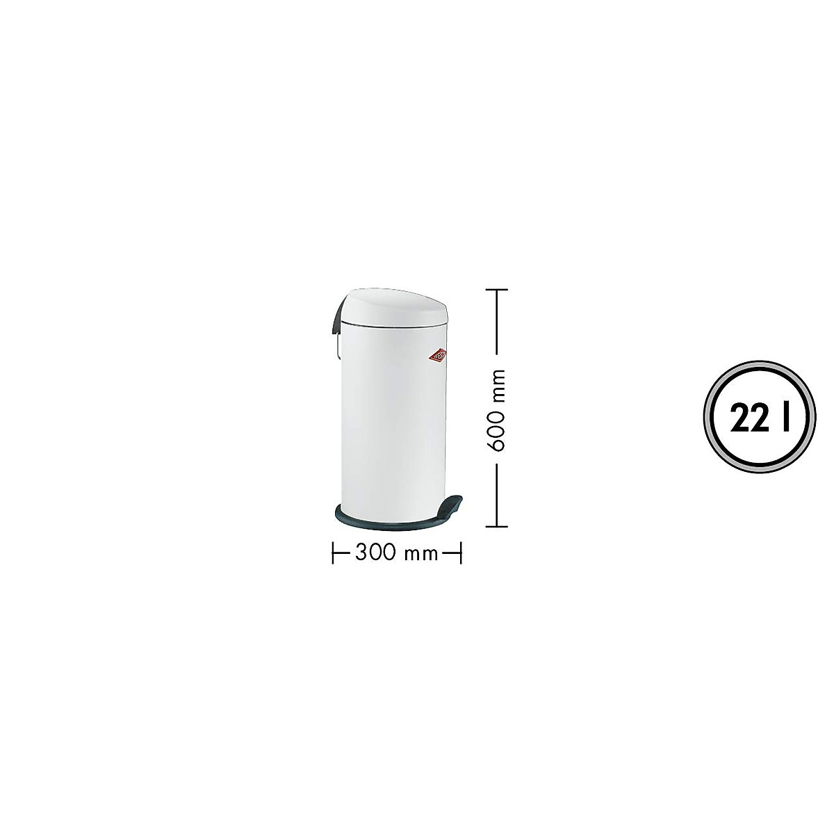 Wesco Capboy Maxi Pedal, 6.6 gal (22 L) Rubbish bin, 30 x 30 x 64 cm, Black