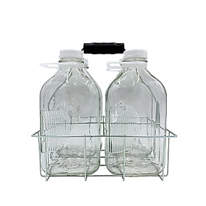 Wire Bottle Carrier for Libbey, StanPac, The Dairy Shoppe 32 and 64 oz Bottles (64 oz The Dairy Shoppe ®, 4 Cell Carrier)