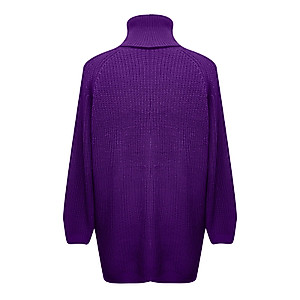 Oversized Sweaters for Women Loose Fit Long Sleeve Tops Dressy Casual Turtleneck Sweaters Pullover Womens Fall Fashion 2023 Trendy Chunky Knitted Plus Size Blouses Winter Clothes(4A-Dark Purple,Large)