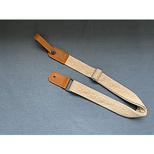 MUSIC FIRST Original Design Cream Graceful & Vintage Lace Soft Lace & Genuine Leather Ukulele Strap Ukulele Shoulder Strap With a Genuine Leather Strap Locker (Cream)