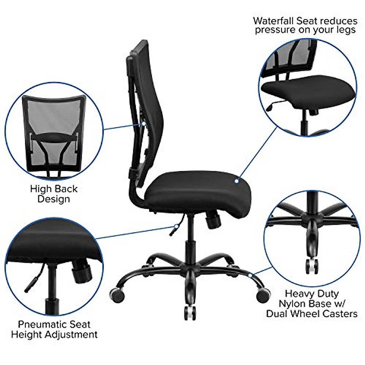 Flash Furniture HERCULES Series Big & Tall 400 lb. Rated Black Mesh Executive Swivel Ergonomic Office Chair