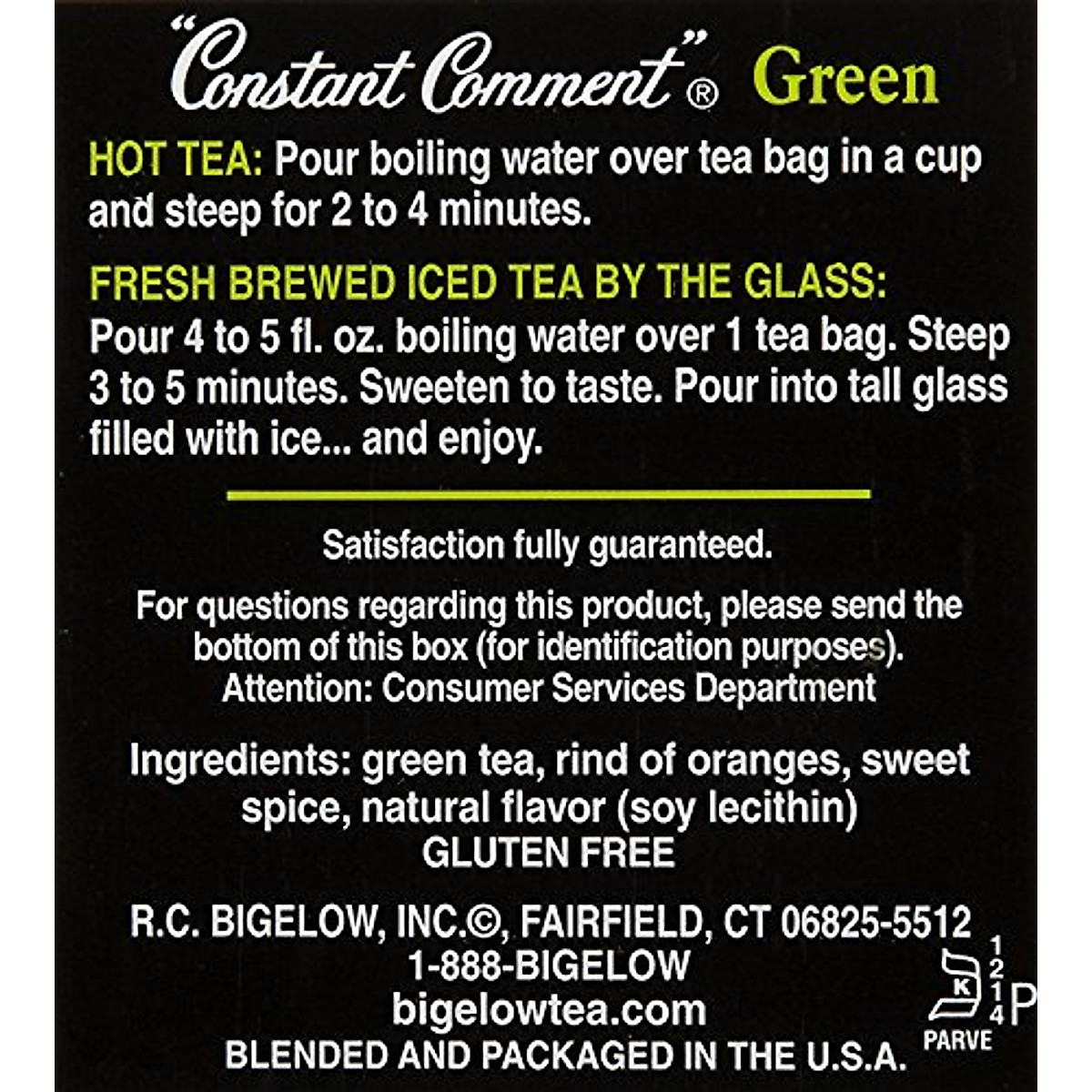 Bigelow Tea Constant Comment Green Tea -- 20 Tea Bags