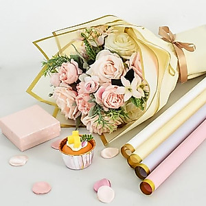 BEISHIDA 20 Sheets Light Yellow Flower Wrapping Paper, Floral Paper, Bouquet Paper, Matte with Black Edges Paper for Graduation Christmas Valentine's Day Birthdays Flowers Bouquet Gift Wrapping