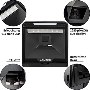 Yanzeo YS868 Laser Flatbed Desktop Omnidirectional Bar Code Reader High Speed Automatic 1D Laser Barcode Scanner Image