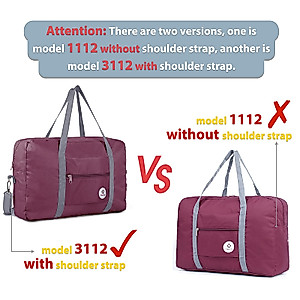Narwey For Spirit Airlines Foldable Travel Duffel Bag Tote Carry on Luggage Sport Duffle Weekender Overnight for Women and Girls (1112 Wine Red)