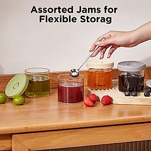 Spreccio Glass Food Jars - Airtight Dressing Containers with Lids, Perfect for Sauces, Overnight Oats, and Baby Food Storage, Small Glass Jars with Lids, 10oz Pack of 4