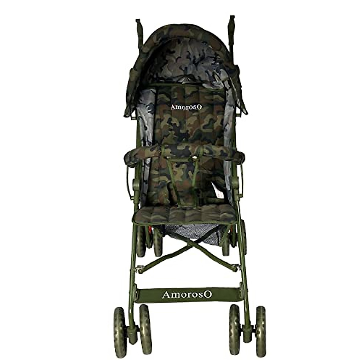 AmorosO Single Stroller - Baby Stroller with Four Wheels - Lightweight Stroller - Convertible Stroller with Extra Storage Space - Foldable Stroller with Sun Protection Hood Cover