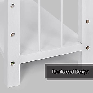 MoNiBloom Tall 5 Tier Bookshelf, Bamboo Multifunction Free-Standing Storage Bookcase Display Shelf Organizers for Living Romm Home Office Study Room, White