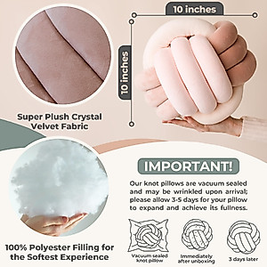 DOMARIE Large Pink Knot Pillow Ball | 10" Cozy & Plush Knot Throw Pillow | Sensory Knotted Pillow for Stress Relief | Knot Ball Pillow for Kids & Adults | Plush Velvet Knot Pillows (Neapolitan)