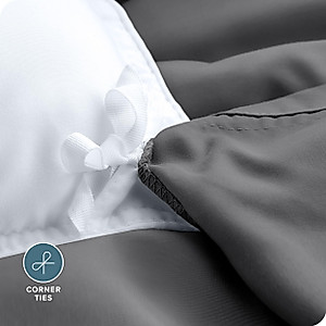 Bare Home Duvet Cover - Queen Size Bedding Set - Premium 1800 Super Soft Collection - Lightweight, Cooling - Soft Breathable Duvet Cover (Queen, Grey)