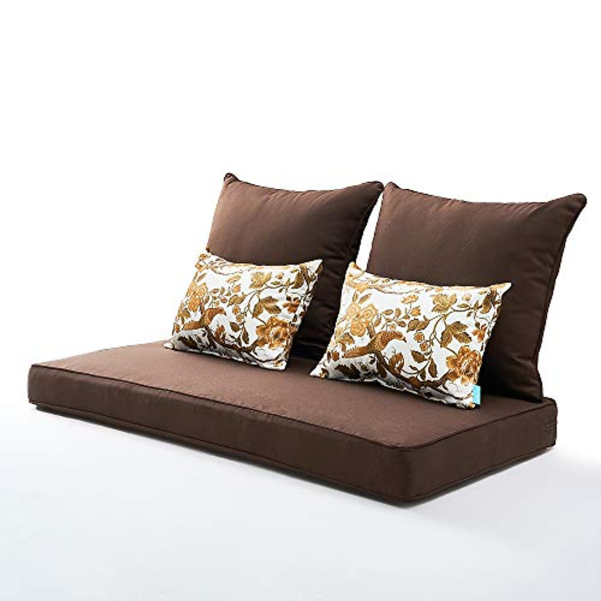 ARTPLAN Outdoor Loveseat Cushions,All Weather Patio Cushions Set of 5,46"x24"x4"，Brown