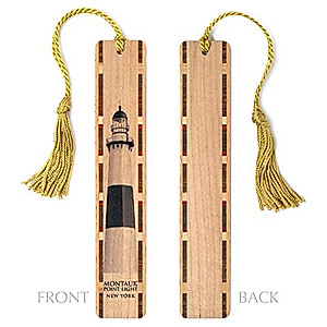 Lighthouse Montauk Point Handmade Wooden Bookmark with Tassel - Made in USA - Also Available Personalized