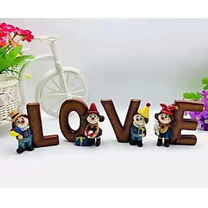 YSP-MALL Clowns Love Letters Bundle Figurines,Cute Statues for Home Decor Accents,Decorative Creative Crafts Dolls Ornaments Collection Sculptures Garden