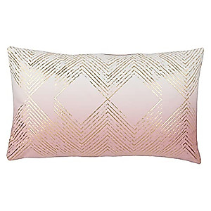 Safavieh Home Collection Sarla Art Deco 12 x 20-inch Blush/Gold Decorative Accent Pillow PLS7144B-1220, 12"x22"