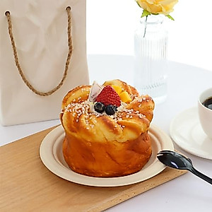 Moretoes 125 Pack 7 Inch Compostable Paper Plates, Plates Disposable Heavy Dutys, Natural Sugarcane Bagasse, Microwavable Plates Bulk (Unbleached)