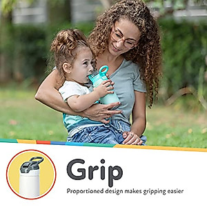 Nuby Thirsty Kids No Spill Flip-It Reflex Stainless Steel Travel Cup or Water Bottle - 10 Oz - 18+ Months - Aqua Mint