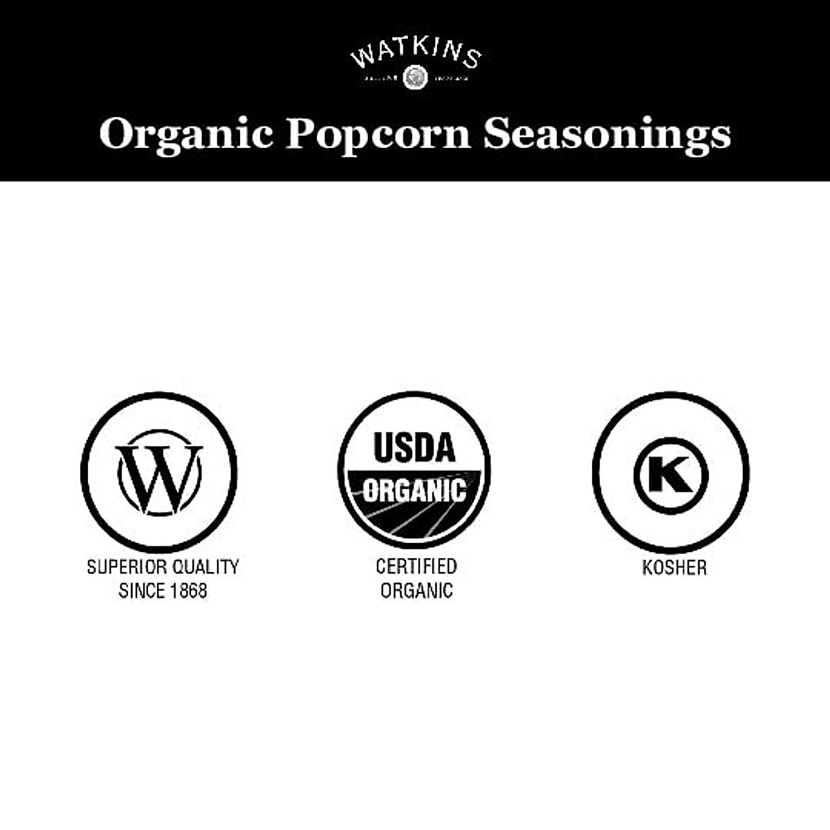 Watkins Popcorn Seasoning Multi-Flavor Variety Pack, 3-Pack (1 White Cheddar 3.3 oz., 1 Butter/Salt 5.3 oz., 1 Ranch 3.6 oz.)