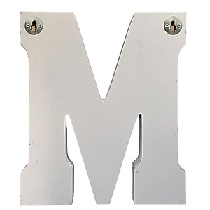 ABELOTS Large Wood Letter Distressed White Wash Alphabet Wall Décor Monogram Letter Alphabet Letters Free Standing Letters Wall Letters (M)