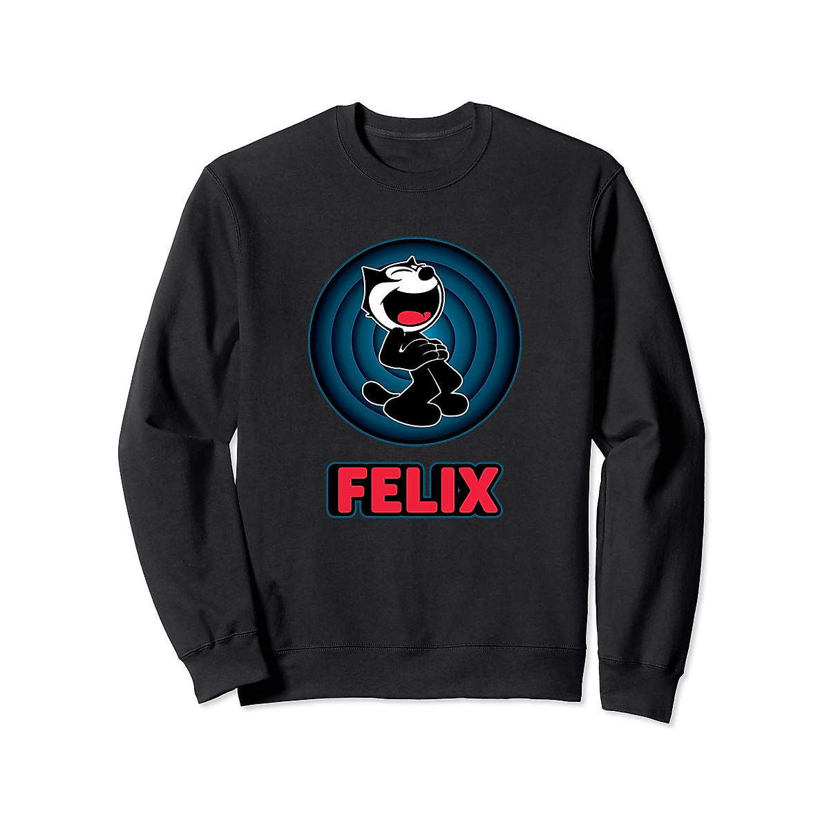 Happy Felix Cat Cartoon Circle Retro Felix Cat Comics Sweatshirt