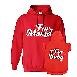 Apparelyn Classy Fur Mama Fur Baby Dog or Cat Matching Pet and Owner Hoodie Sweatshirt Set