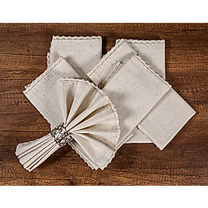 Linen Flax Lace Napkin, Cloth Napkins Lace, Napkins Cloth Washable, Cloth Napkins Set of 12, Flax Linen Napkins, Napkins Cloth, Natural Cloth Napkin, Lace Dinner Napkins - 18x18 Inch - Natural