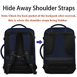 MATEIN Weekender Backpack, Large Capacity Travelling Suitcase Backpack with Strap for Clothes, Expandable Flight Approved Business Carry on Daypack for International Travel, Blue