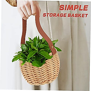 Abaodam 5pcs Wicker Hand Basket Small Picnic Basket Small Fall Basket Food Serving Basket Cake Display Baskets Woven Snacks Bowl Tiny Food Baskets Biscuit Gift Basket Leather Child