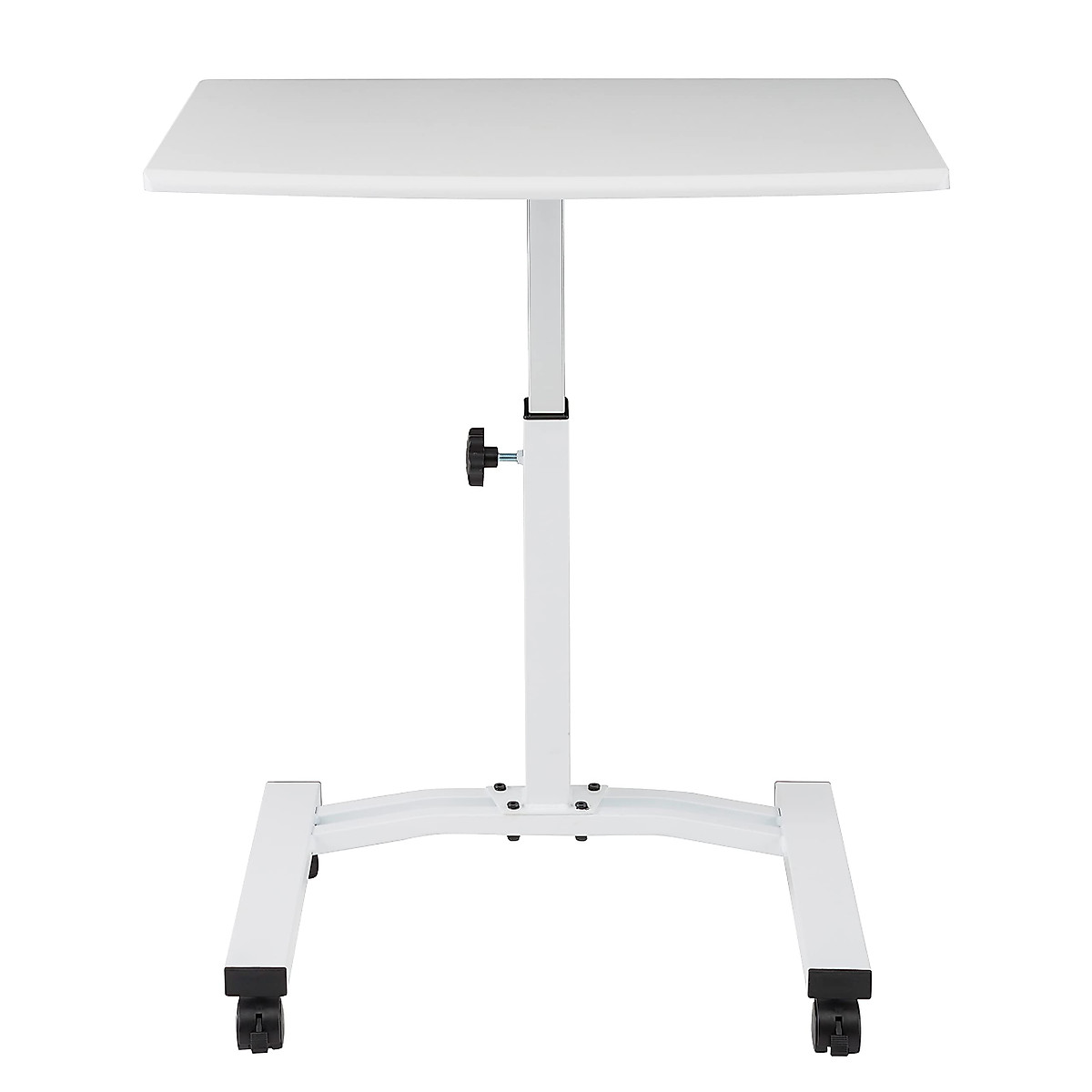 Seville Classics Airlift Mobile Height Adjustable Laptop Stand Computer Workstation for Sitting Table for Home, Office, Classroom, Hospital, w/Wheels, Flat (24"), White