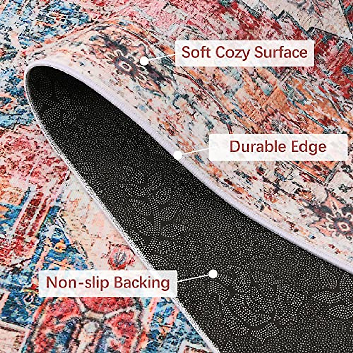 YJ.GWL Area Rug 4x6, Washable Bedroom Rug, Soft Accent Rugs for Living Room Entryway Dining Room, Non-Slip Non-Shedding Low-Pile Floor Carpet, Orange