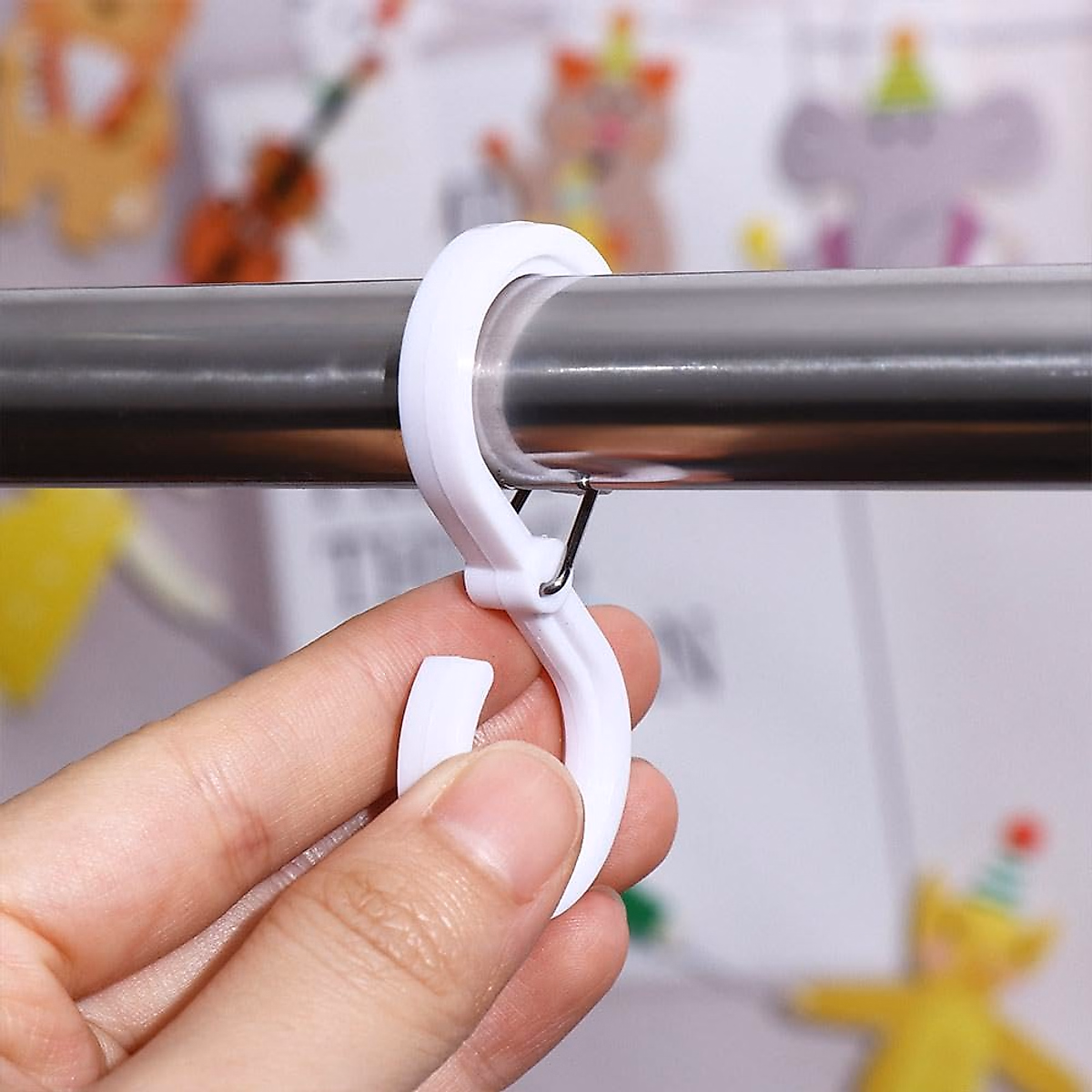 8Pcs S Hooks for Hanging, Heavy Duty S Shaped Hook with Safety Buckle, Multifunctional Storage Hooks for Hanging Plants, Kitchen Utensil, Clothes and Bags(White, 1.14" x 2.52", for 0.55inch crossbars)