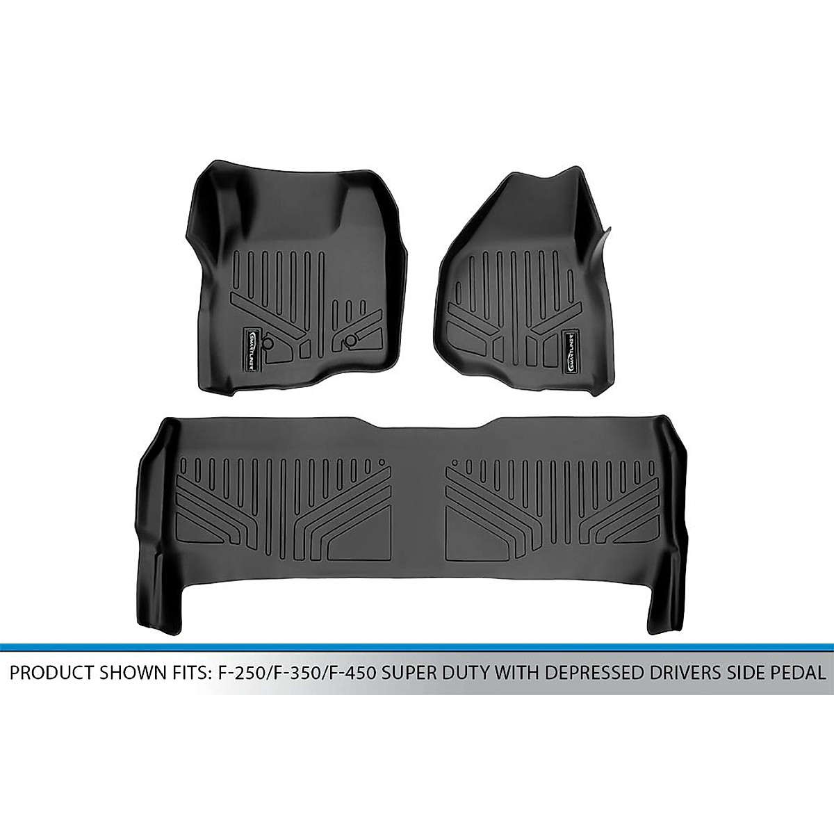MAXLINER Floor Mats Liner Set Black Compatible with 2011-2012 F-250/F-350/F-450 Super Duty Crew Cab with Depressed Drivers Side Pedal