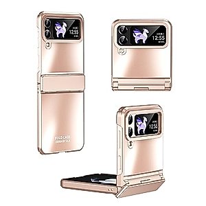 Phone Case Compatible with Samsung Galaxy Z Flip 4 Case with Hinge Protection,Slim Thin Shockproof Hard Full-Body Protective Phone Case Cover for Flip4 5G Phone Phone Protector (Color : Pink)