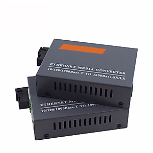 YVZOTCK 1 Pair Gigabit Fiber Media Converter Single Mode to RJ45 Fiber Media Converter SC 10/100/1000Mbps with Power Supply