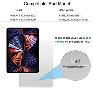 iFacemall Stylish Case for ipad Air 5th 4th Generation 10.9-inch with Foldable Stand [2023 Upgrade] 360 Rotation, Magnetic Slide Rails Design for iPad Case, White