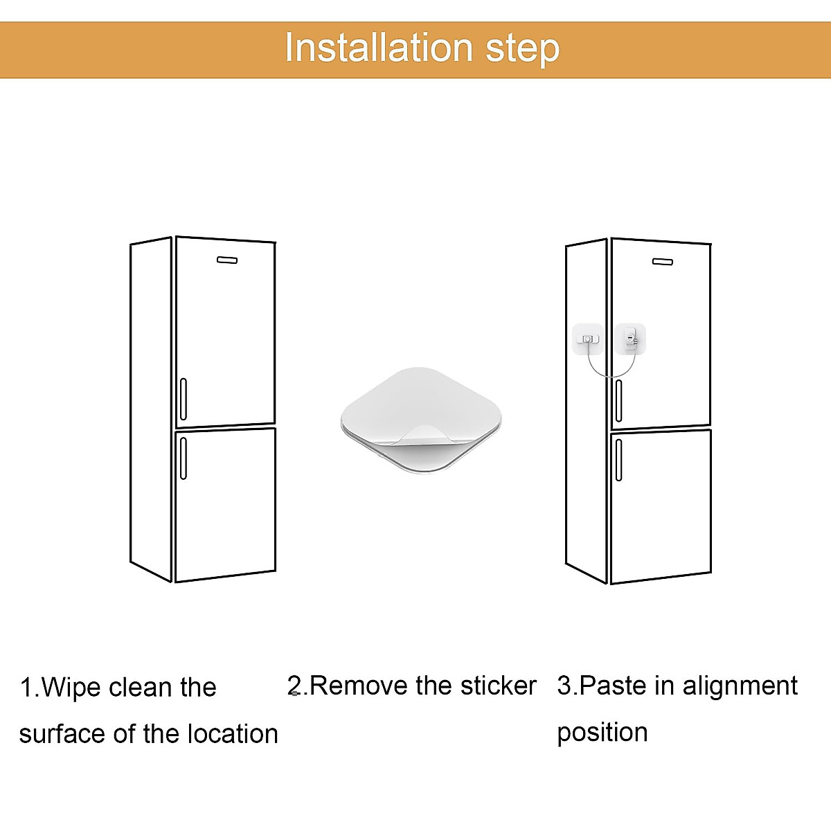 White Fridge Lock, 2 Pack Refrigerator Lock with 4 Keys, Fridge Locks for Kids Proof, Freezer Lock and Drawer Lock, No Tools or Drilling Required, Adult Safety Locks for Pantry, Freezer, and More
