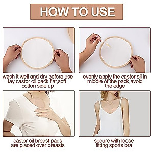 4pcs Castor Oil Breast Pads, Reusable Castor Oil Pack Wrap for Breast Washable Castor Oil Nursing Pads for Relaxing Prevent Leakage Castor Oil Not Included (Khaki, White)