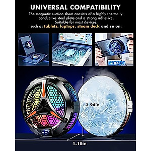 ACEDAYS iPad Cooler,Magnetic Tablet Cooler for ipad/Surface pro/Samsung Tab,Universal Radiator with Temperature Display for Mobile Gaming,Tiktok Live Streaming(Including Tablet stand Holder)
