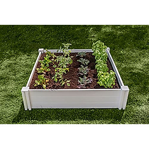 Vita Classic 4'X4'x11 Vinyl Raised, White VT17108 x 4ft Modular Garden Bed, 11" H
