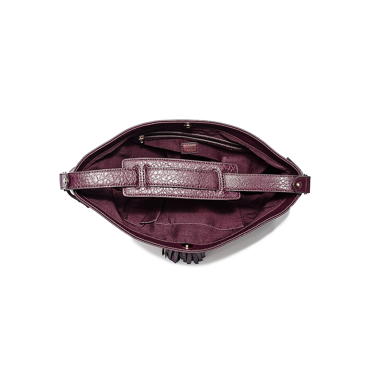 GUESS Women's Molly Tassel Large Hobo Travel Shopper Bag, Dark Plum