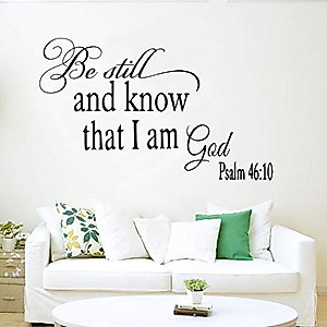 Summerjokes Be Still and Know That I AM GOD Funny Inspiring Wall Sticker Decal Vinyl Sticker, Believe in Family Living Room Kitchen Bedroom Work Office Cafe Library Art Wall Decoration