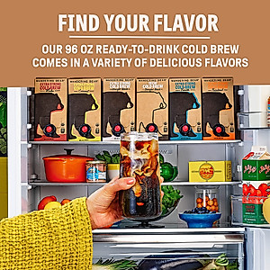 Wandering Bear DECAF Cold Brew Coffee On Tap, 96 fl oz - Extra Strong, Smooth, Unsweetened, Shelf-Stable, and Ready to Drink Iced Coffee, Cold Brewed Coffee, Cold Coffee