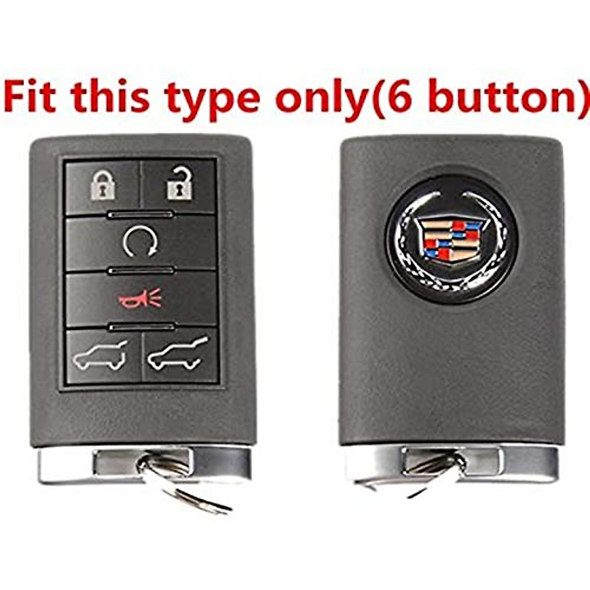 KAWIHEN Leather Smart Remote Key Fob Case Keyless Entry Case Holder Cover Compatible with for Cadillac Escalade Escalade ESV Escalade EXT 22756466 OUC6000066 850K-6000066