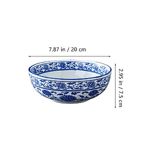 DOITOOL Ceramic Ramen Bowl Blue and White Porcelain Bowl Noodle Serving Bowls Kitchen Deep Soup Pho Bowls Salad Bowls for Ramen Pasta Cereal Dessert 8inch