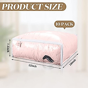 10 Pcs Clear Sweater Storage Bag with Zipper Durable Clear Vinyl Zippered Storage Bags Sweater Bags Large Capacity Clothes Organizer 22 x 18 x 7.5 Inch for Bedding, Linen, Blankets, Comforters, Toys