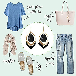 Bohemian Multi Beads Tassel Chandelier Dangle Drop Earrings for Women