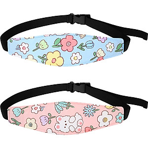 2 Pieces Baby Carseat Head Support, Seat Head Support for Toddler Head Band Strap Headrest, Stroller Seat Sleeping Headrest Neck Relief Head Strap for Kids Children Toddler Infant (Classic Flower)