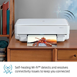 HP Envy 6052e All-in-One Wireless Color Inkjet Printer, Print Copy Scan, 2-Sided Printing, WiFi USB Bluetooth Connectivity, Instant Ink Ready, White (Renewed)