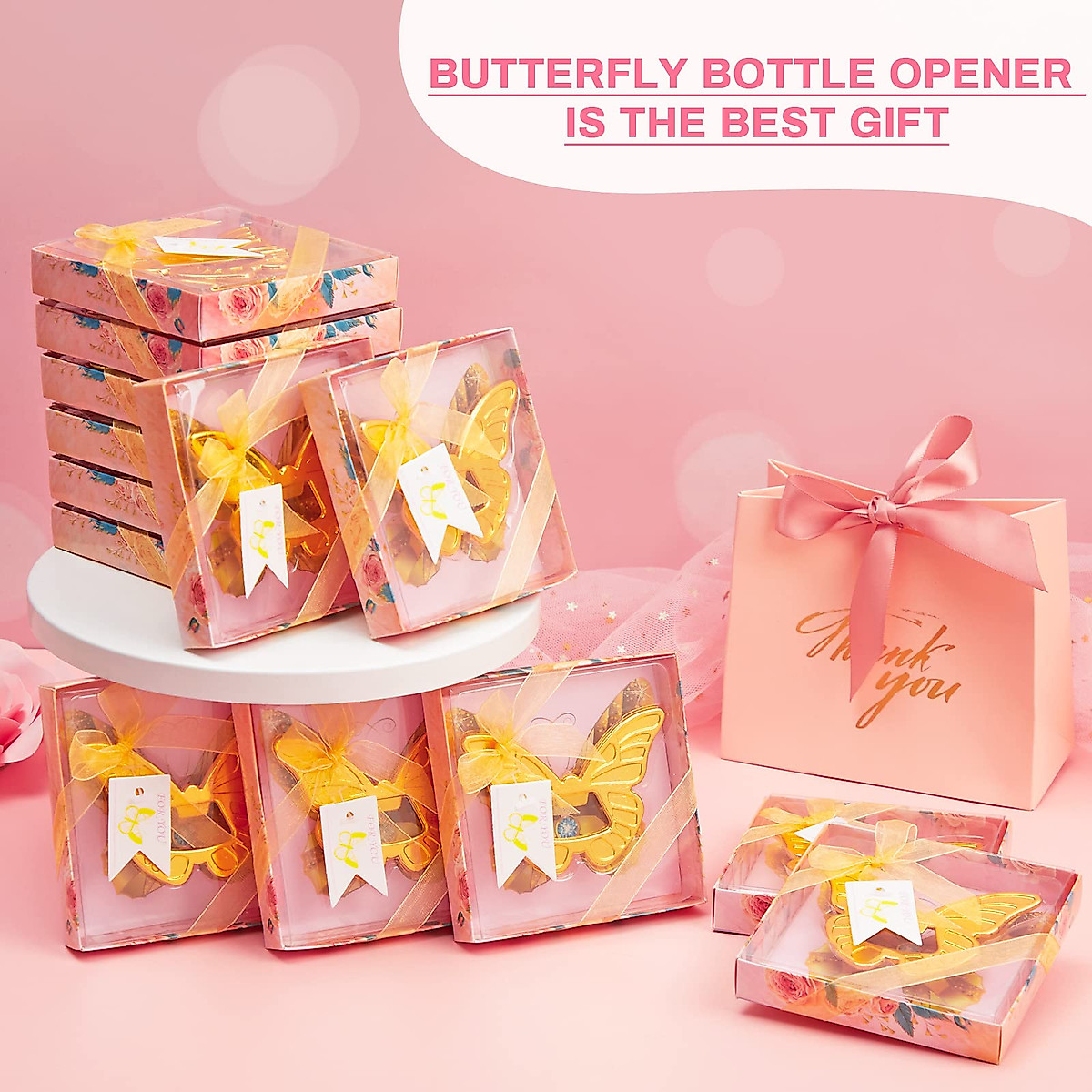 60 Packs Butterfly Bottle Opener Wedding Favors with Packaging Box Creative Butterfly Party Favors Wedding Souvenirs for Guests Butterfly Baby Shower Favors for Girl Bridal Shower Quinceanera Gifts